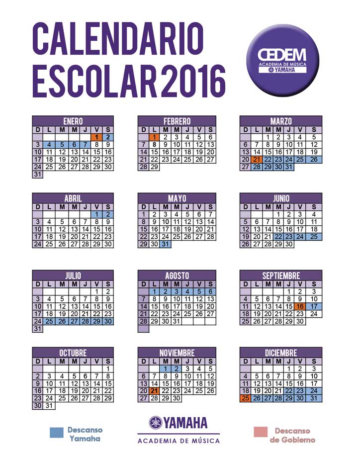 Calendario Oficial CEDEM Yamaha